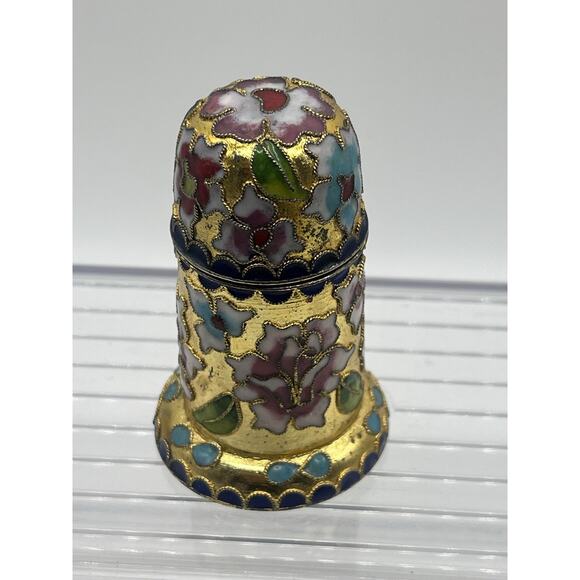Dining | Vintage Cloisonn Floral Enamel Toothpick Holder Trinket Box ...